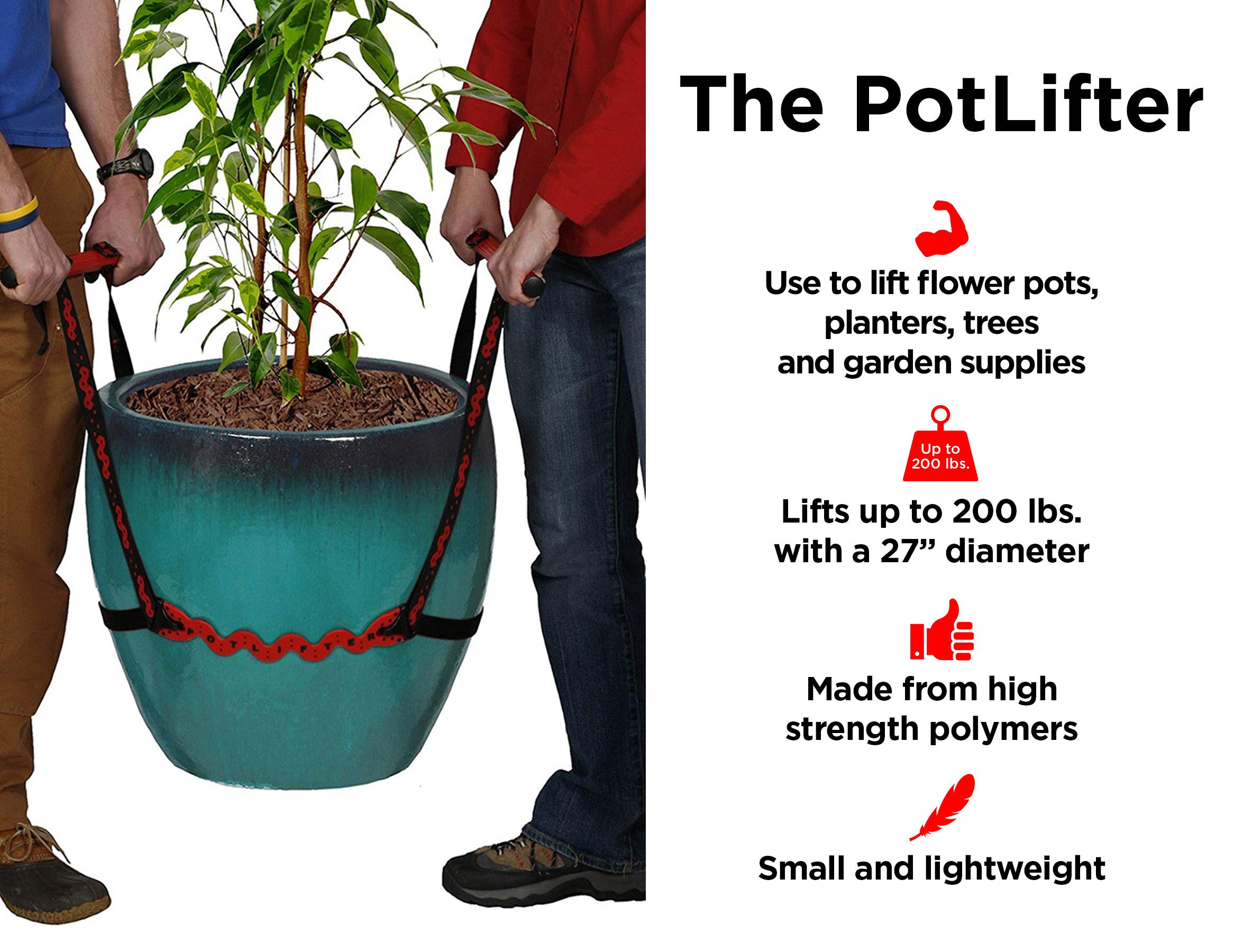 PotLifter - Potted Plant Mover and Essential Lifting Tool For Garden Flower Pots, Planters, Trees, Rocks - Lifts Up to 200 Pounds - A Plant Caddy Alternative, Easily Move Heavy Items Around Your Yard