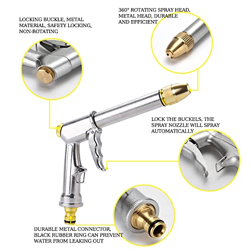 FOR 4/8'' hose Multi Pattern Heavy Duty Watering Gun -Adjustable Garden Hose Nozzle -Powerful High Pressure Water Watering Pistol For Car Wash,Lawn & Garden Watering,For Home Use,Hose Spray Attachment