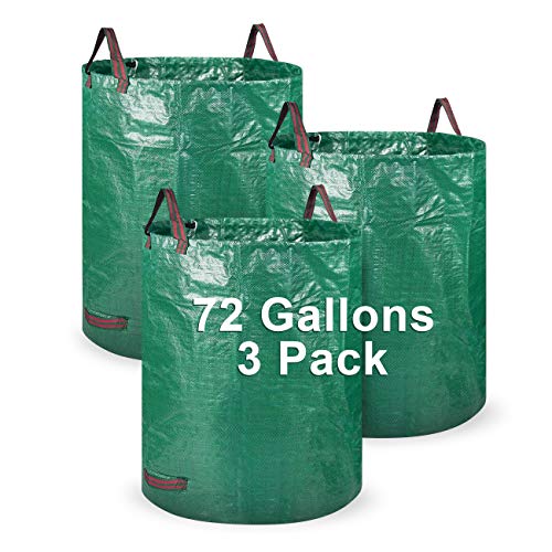 Garden Waste Bag, LAMA [3Pack 72 Gallons] Reusable Garden Bags Heavy Duty Gardening Bags, Leaf Yard Waste Container Bag with 4 Handles for Gardening Lawn Pool Waste Bin