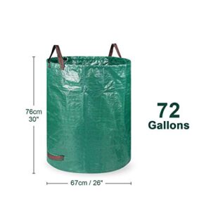 Garden Waste Bag, LAMA [3Pack 72 Gallons] Reusable Garden Bags Heavy Duty Gardening Bags, Leaf Yard Waste Container Bag with 4 Handles for Gardening Lawn Pool Waste Bin