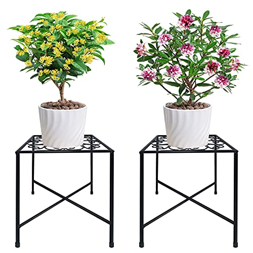 TLBTEK 2 pcs Planter Stand,Metal Round Potted Plant Stands Indoor&Outdoor Multiple ,Modern Flower Pot Stand Holder Rack Planter Display for Home,Kitchen,Patio,Garden, Corner, Balcony and Bedroom (Style 1)