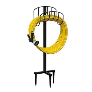 garden hose holder,metal water hose holder stand heavy duty hose holder for yard,black