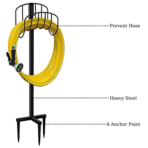 Garden Hose Holder,Metal Water Hose Holder Stand Heavy Duty Hose Holder for Yard,Black