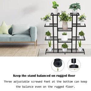 Metal Plant Stand, 9 Tiers Multifunctional Plant Stands for Indoor Plants, Decorative Black Steel Plant Shelf for Indoor Patio Garden Balcony and Yard(9 Tier)