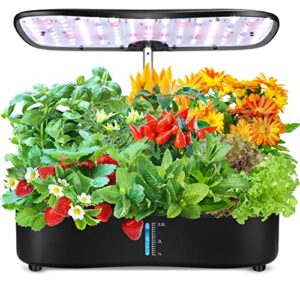 onme hydroponics growing system, indoor herb garden kit with grow light, indoor gardening system with 12 plant pots, aero garden with quiet smart water pump height adjustable