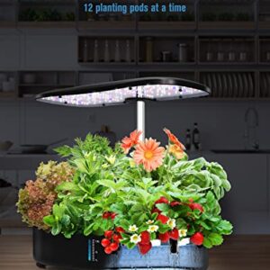 ONME Hydroponics Growing System, Indoor Herb Garden Kit with Grow Light, Indoor Gardening System with 12 Plant Pots, Aero Garden with Quiet Smart Water Pump Height Adjustable