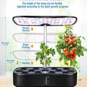 ONME Hydroponics Growing System, Indoor Herb Garden Kit with Grow Light, Indoor Gardening System with 12 Plant Pots, Aero Garden with Quiet Smart Water Pump Height Adjustable