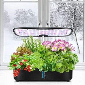 ONME Hydroponics Growing System, Indoor Herb Garden Kit with Grow Light, Indoor Gardening System with 12 Plant Pots, Aero Garden with Quiet Smart Water Pump Height Adjustable