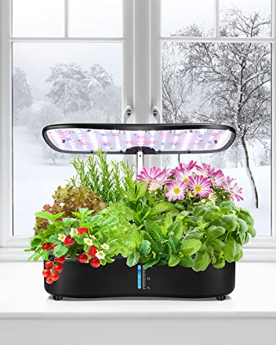 ONME Hydroponics Growing System, Indoor Herb Garden Kit with Grow Light, Indoor Gardening System with 12 Plant Pots, Aero Garden with Quiet Smart Water Pump Height Adjustable