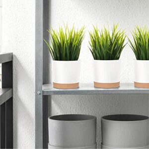 Plastic Plant Pots,6.5 inch Flower Planter Pots with Trays,Modern Stylish Indoor & Outdoor Garden Pots for All House Plants,Flowers,Herbs,Succulents (White, 6)