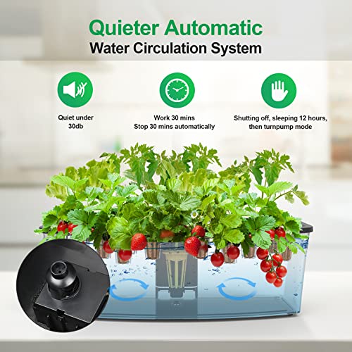 Herb Garden Kit Indoor - 12 Pods Hydroponics Growing System Indoor Garden, Indoor Gardening System with Sprouting Kit, 6L Smart Water Tank, Height Adjustable, Indoor Herb Garden with Grow Light