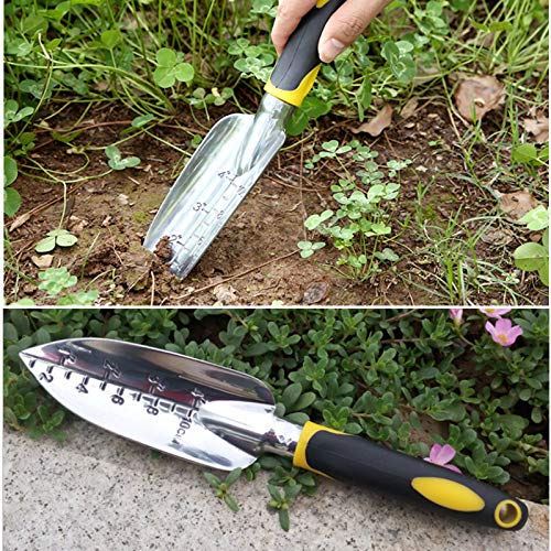 SXBBSMC Garden Trowel, Hand Shovel, 1 Piece Cast-Aluminum Heavy Duty with Soil Depth Mark Gardening Hand Tool, Small Professional Hand Trowel for Women Men Kids Digging Planting