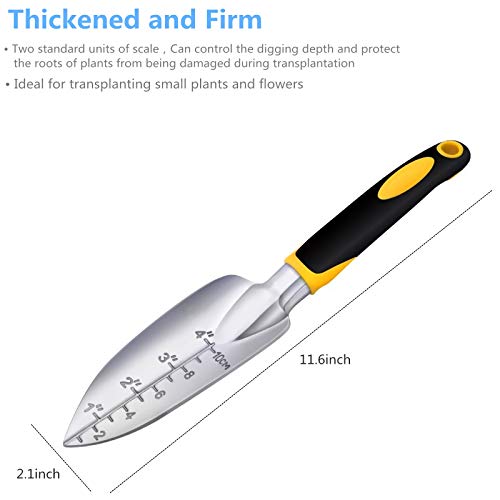 SXBBSMC Garden Trowel, Hand Shovel, 1 Piece Cast-Aluminum Heavy Duty with Soil Depth Mark Gardening Hand Tool, Small Professional Hand Trowel for Women Men Kids Digging Planting