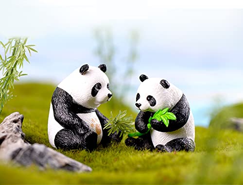 Tonnier 4 pcs Resin Mini Panda Set,Micro Landscape, Plant Pots,Miniature Figurines Kit for Fairy Garden,Succulent Pot,Doll House Decorations