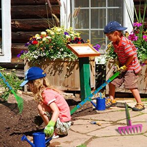 MTB Supply Kid’s Garden Tool Set with Child Safe Shovel, Rake, Hoe and Leaf Rake– 4 Piece Gardening Kit with Pink Head and Long Wood Handles…