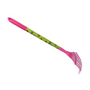 MTB Supply Kid’s Garden Tool Set with Child Safe Shovel, Rake, Hoe and Leaf Rake– 4 Piece Gardening Kit with Pink Head and Long Wood Handles…