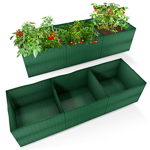 UCandy Raised Garden Bed with 3 Partition Grids,Durable PE Fabric Planters Grow Bags,Suitable for Potato,Tomato,Flower,Vegetable Plant Container (1)