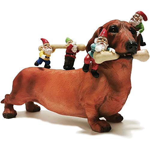 Sunthus Dachshund Garden Gnomes Statues Outdoor Funny Decorations Yard Weiner Decor