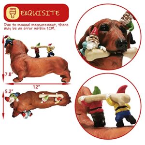 Sunthus Dachshund Garden Gnomes Statues Outdoor Funny Decorations Yard Weiner Decor