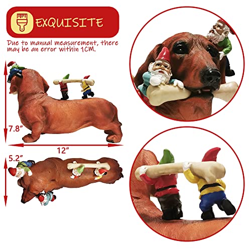 Sunthus Dachshund Garden Gnomes Statues Outdoor Funny Decorations Yard Weiner Decor