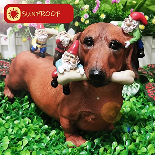 Sunthus Dachshund Garden Gnomes Statues Outdoor Funny Decorations Yard Weiner Decor