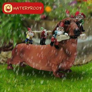 Sunthus Dachshund Garden Gnomes Statues Outdoor Funny Decorations Yard Weiner Decor