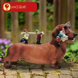 Sunthus Dachshund Garden Gnomes Statues Outdoor Funny Decorations Yard Weiner Decor