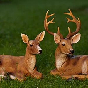 JHVYF Adorable Deer Statue Decor for Garden Yard Buck & Doe Lying Outdoor Sculptures for Home Decor 312-313