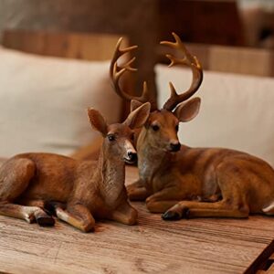 JHVYF Adorable Deer Statue Decor for Garden Yard Buck & Doe Lying Outdoor Sculptures for Home Decor 312-313