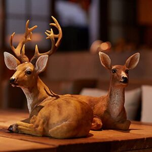 JHVYF Adorable Deer Statue Decor for Garden Yard Buck & Doe Lying Outdoor Sculptures for Home Decor 312-313