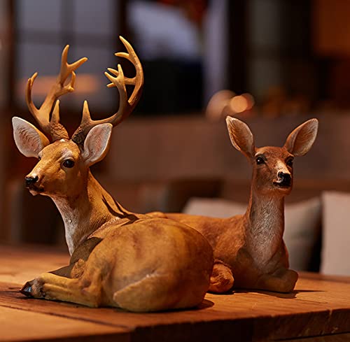 JHVYF Adorable Deer Statue Decor for Garden Yard Buck & Doe Lying Outdoor Sculptures for Home Decor 312-313