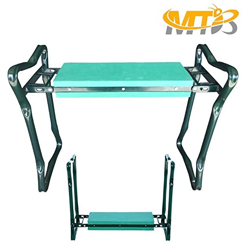 MTB Heavy Duty Folding Garden Kneeler and Seat for Weeding and Portable Garden Stool Seat with Bonus Tool Pouch, EVA Kneeling Pad