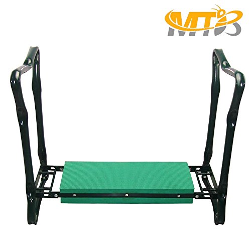 MTB Heavy Duty Folding Garden Kneeler and Seat for Weeding and Portable Garden Stool Seat with Bonus Tool Pouch, EVA Kneeling Pad