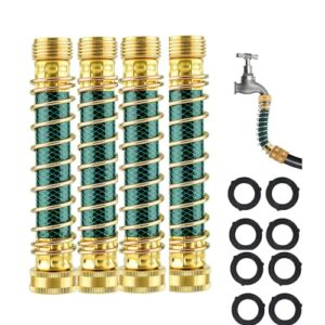 tiandao qin garden hose extension adapter 3/4″ brass hose spring flexible hose protector,garden hose extender hose protector 4pc with 8 washer for winterize rv motorhome boat camper travel trailer