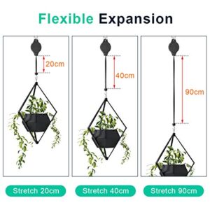 Ahier Retractable Plant Hanger, 2PCS Adjustable Plant Pulley Hanger Hanging Planters Flower Basket Hook Hanger with 2PCS Metal Ceiling Plant Hooks for Garden Birds Feeder