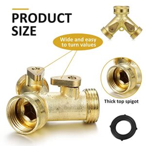 6 Pieces Heavy Duty Garden Hose Connector Y Tap Splitter Garden Hose Splitter Water Faucet Splitter 2 Way Outdoor Hose Faucet Adapter 2 Valves Hose Spigot Adapter Plus 24 Extra Rubber Washers