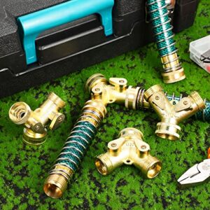 6 Pieces Heavy Duty Garden Hose Connector Y Tap Splitter Garden Hose Splitter Water Faucet Splitter 2 Way Outdoor Hose Faucet Adapter 2 Valves Hose Spigot Adapter Plus 24 Extra Rubber Washers