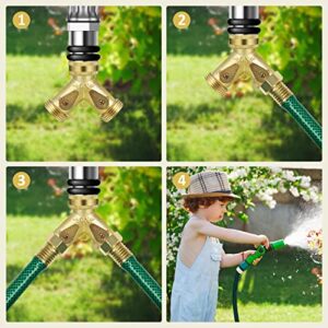 6 Pieces Heavy Duty Garden Hose Connector Y Tap Splitter Garden Hose Splitter Water Faucet Splitter 2 Way Outdoor Hose Faucet Adapter 2 Valves Hose Spigot Adapter Plus 24 Extra Rubber Washers