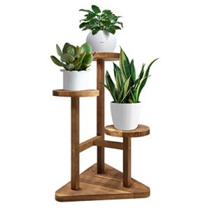 geebobo 3 tier plant stand, tall wood plant shelf holder for indoor plants, outdoor garden plant display rack flower pot stand for corner living room balcony garden patio, nature,v3( no wheels