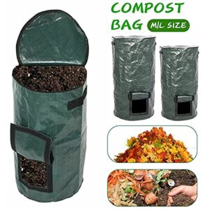 Composting Bag，Reusable Leaf Lawn Bags，Collapsible Yard Waste Bags Compost Bins with Lid for Kitchen, 15 Gallon/34 Gallon Multifunction Gardening Container，Come with Gloves ( Size : 15 Gallon )