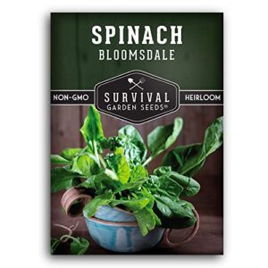 survival garden seeds – bloomsdale spinach seed for planting – packet with instructions to plant and grow delicious spinach greens in your home vegetable garden – non-gmo heirloom variety