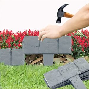 garden landscape edging border no dig,flower bed edging,diy plastic fencing lawn border,imitation stone effect garden borders for garden, lawn, walkway and landscape edging (8.2 ft)