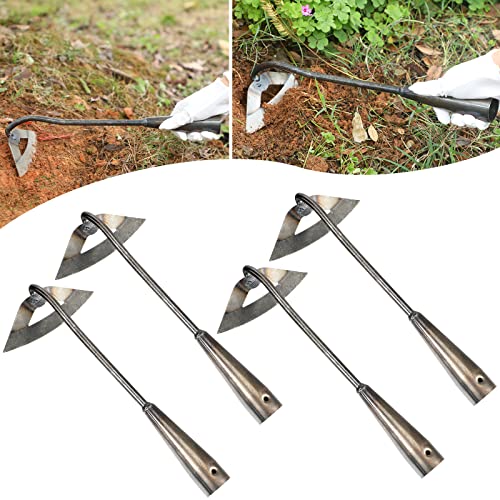 Mixweer 4 Pcs Garden Hoe Hollow Hoe Garden Tool All Steel Hardened Hollow Hoe Edger Weeder Black Sharp Hoe Weeding Tool Shovel for Backyard Weeding, Soil Loosening, Farm Planting