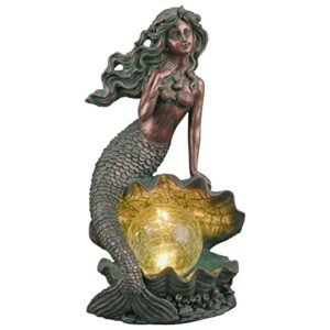 teresa’s collections mermaid garden sculptures & statues, outdoor fairy statue, solar garden fairy decor, garden figurines lawn ornaments for patio yard decorations (bronze)