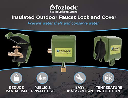 Fozlock Outdoor Faucet Lock System - Insulated Water Spigot Lock and Garden Hose Bib Lock With Cover, Stainless Steel - Prevent Water Theft and Stop Unauthorized Water Use, Easy Installation