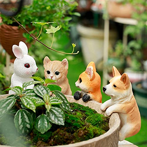 OXSNice Miniature Fairy Garden and Terrarium Flower Pot and Vase Hugger Ornaments Flower Animal Pots Hanging Garden Flower Pots Balcony Pendant Ornaments (Two Cats)