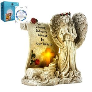 malister memorial gifts – garden angel statue sympathy gift with solar led light, bereavement gifts, memory of loved one, cemetery grave decorations, remembrance gifts condolence gift, angel figurines