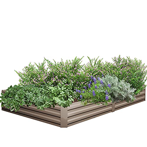 Outdoor 8x4 Ft Metal Raised Garden Bed Patio Large Frame Planters Box for Vegetables/Flower/