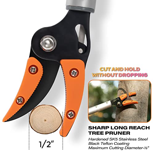 KSEIBI 143010 Long Reach Cut and Hold Bypass Pruner Max Cutting 1/2 inch (3.5 ft - 1.0 m)