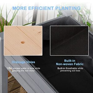 Outsunny 48" Raised Garden Bed, Elevated Wooden Planter Box with Draining Holes for Vegetables, Herb and Flowers Backyard, Patio, Balcony Use, Dark Gray